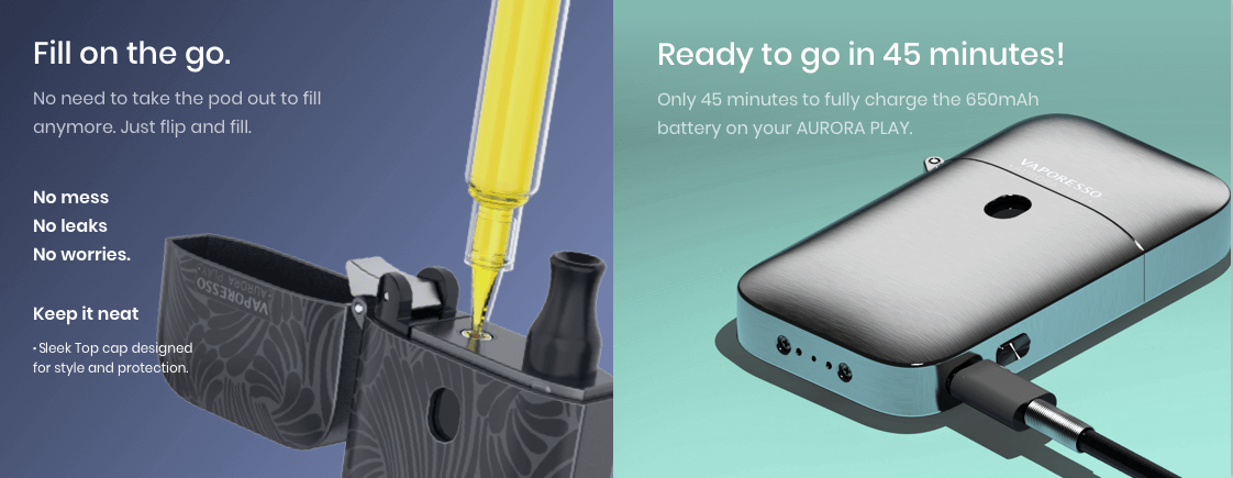 Vaporesso Click Kit/Aurora Play Pod System Kit 650mAh 2ml | Vapesourcing