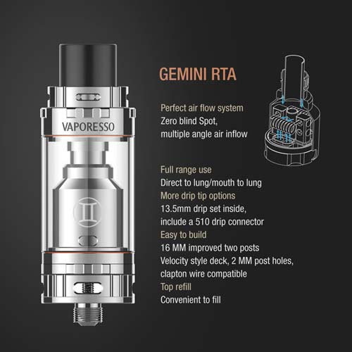 Vaporesso Gemini RTA--27.9USD | Vapesourcing